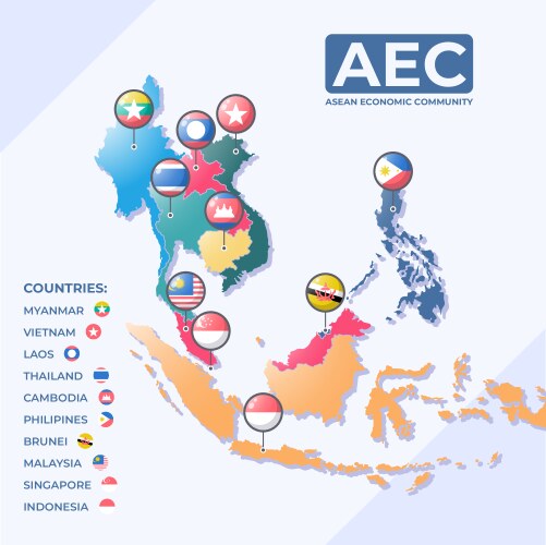 Asean map Royalty Free Vector Image - VectorStock