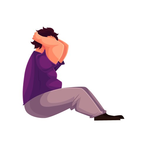 Young man with crying face cartoon character Vector Image