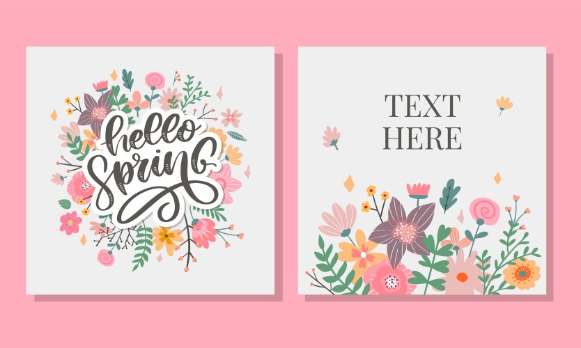 Spring poster with text in frame colorful bouquet Vector Image