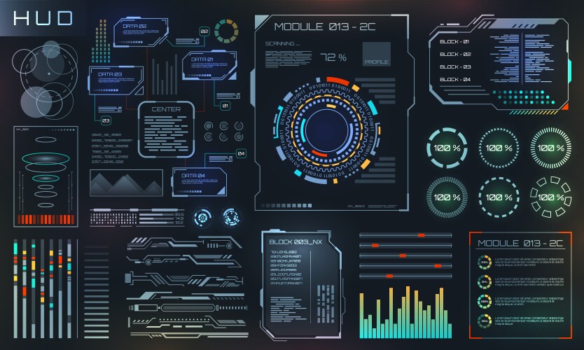 Hud elements set graphic abstract futuristic Vector Image Hud elements set graphic abstract futuristic Vector Image