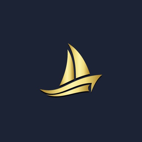 Sailing boat star compass gold logo Royalty Free Vector