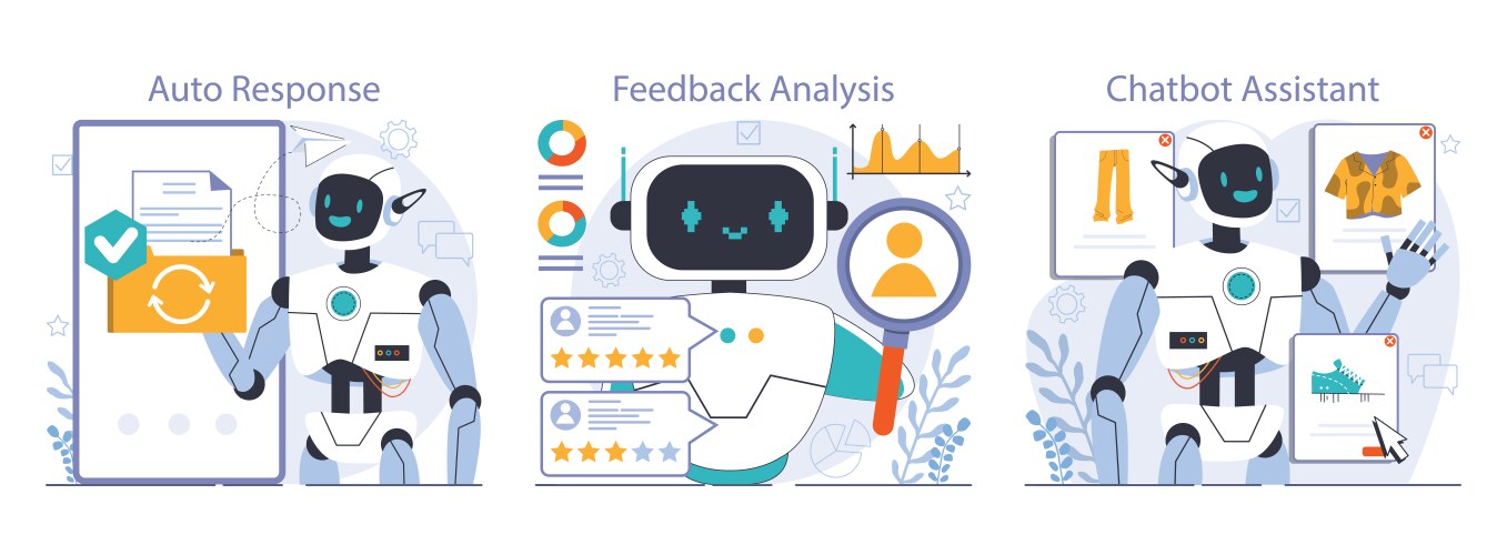 Chat Bot Set Ai Powered Customer Service Online Vector Image