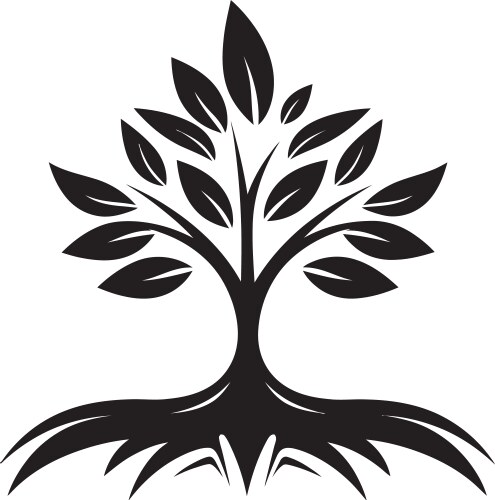 Sustainable growth iconic black symbol of tree Vector Image