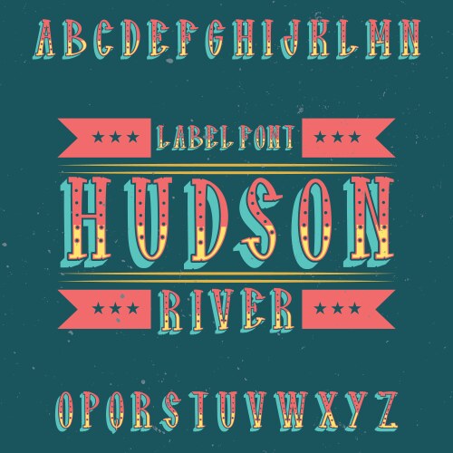 Vintage label font named hudson Royalty Free Vector Image