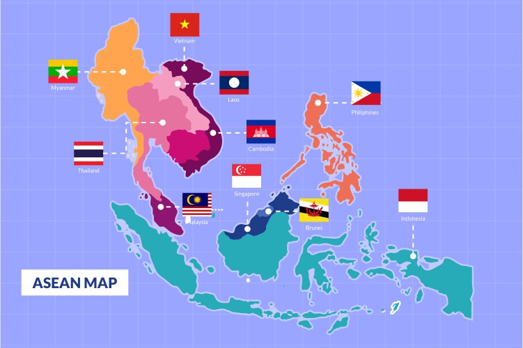 Asean map Royalty Free Vector Image - VectorStock