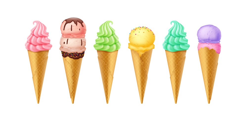 Colorful Ice Cream Cones – Royalty-Free Vector | VectorStock