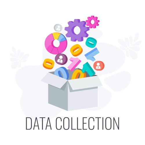 Data collection icon market research flat Vector Image