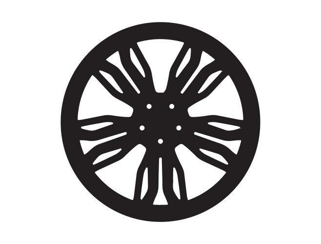 Wheel rim cover silhouette art Royalty Free Vector Image