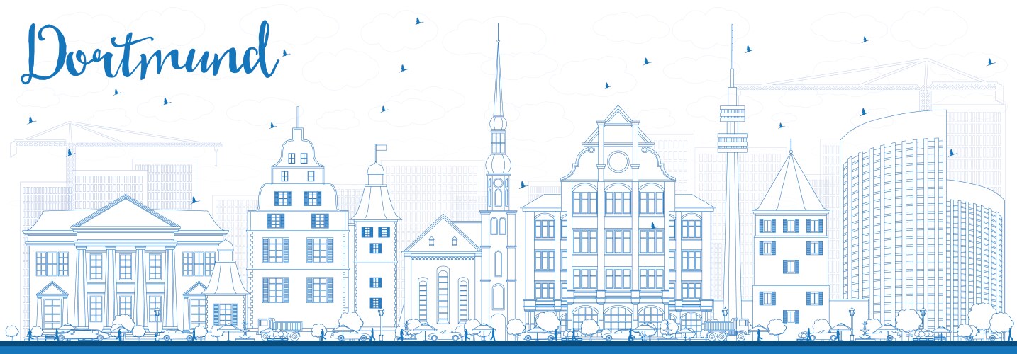 One continuous line drawing dortmund skyline Vector Image