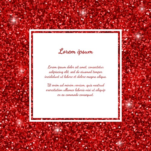 Red border frame glitter on white background Vector Image