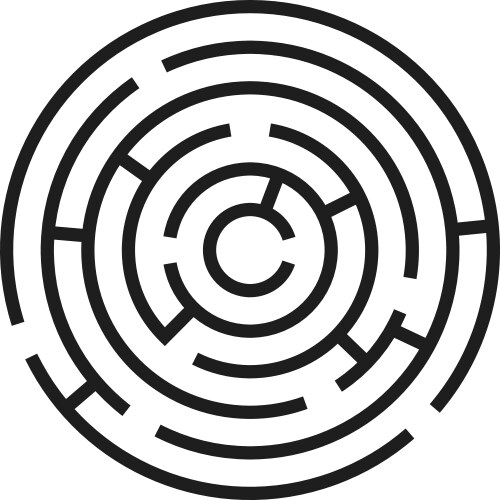 Black and white labyrinth maze outline Royalty Free Vector