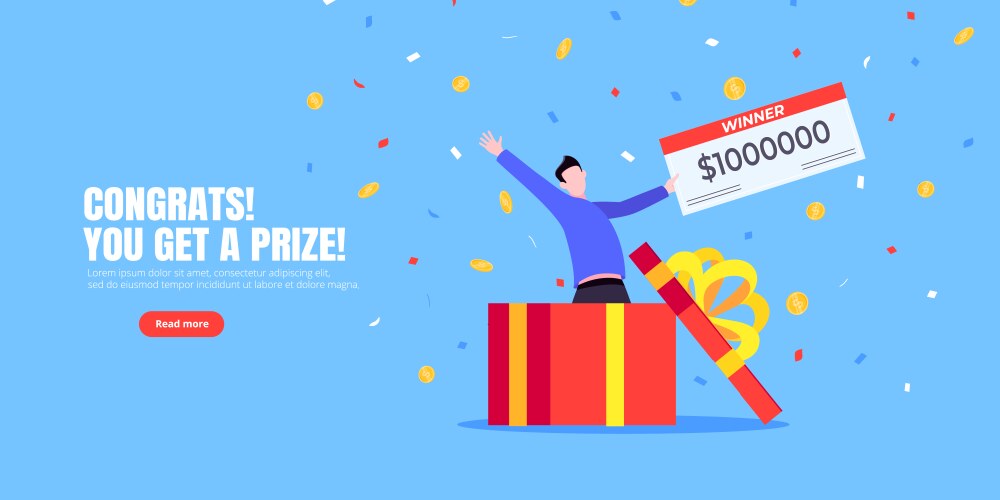 Happy lottery winners with big prize paycheck Vector Image