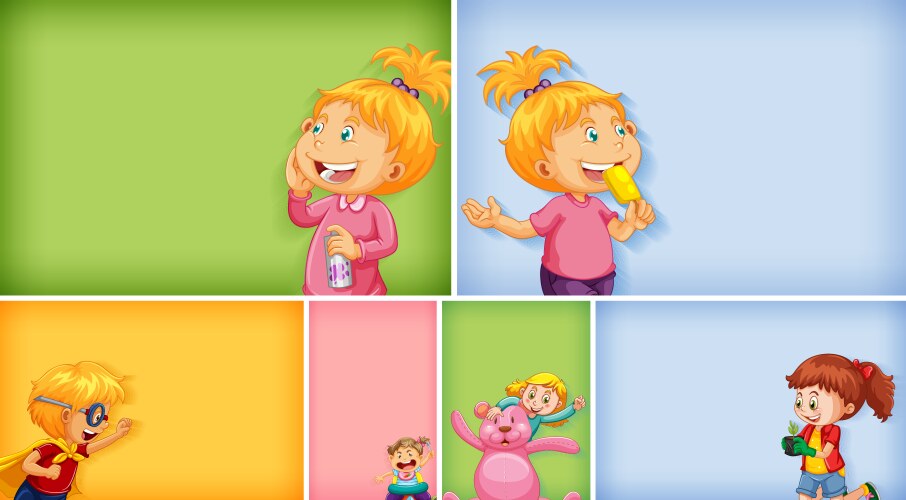 Set different kid characters Royalty Free Vector Image