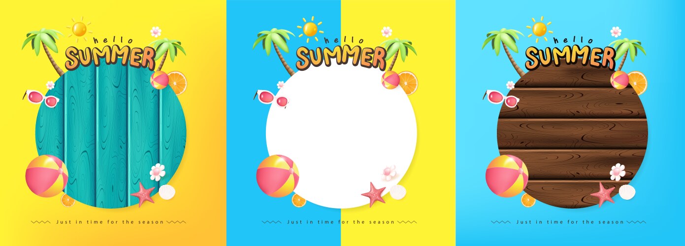 Summer beach set colorful posters Royalty Free Vector Image