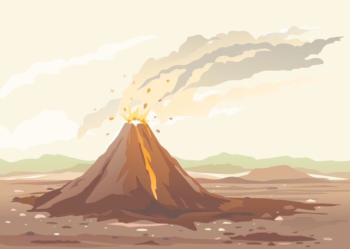 Volcanic eruption outdoor scene background Vector Image