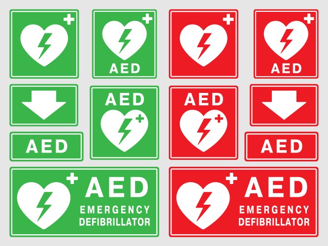 Aed emergency defibrillator icon sign symbol Vector Image