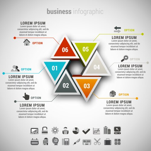 Thin line flat triangle for infographic Royalty Free Vector