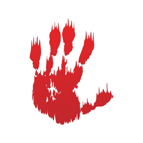 Bloody hand print set isolated white background Vector Image