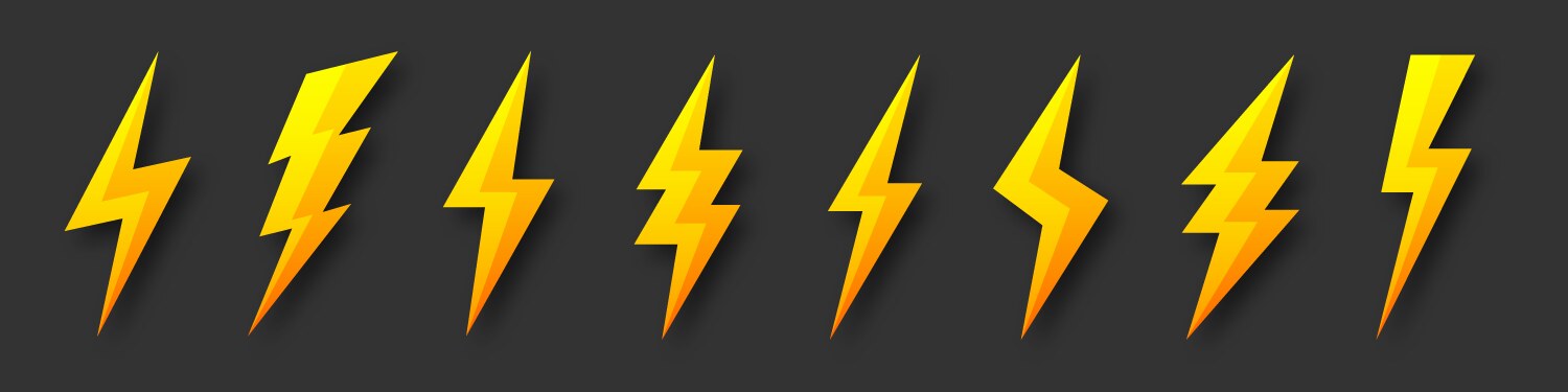 Lightning bolt icons collection flash symbol Vector Image