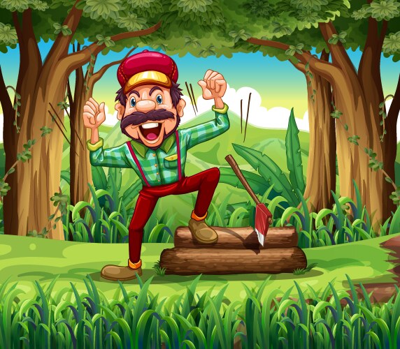 Lumberjack and deforestation scenes Royalty Free Vector