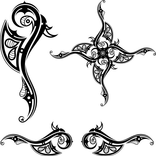 Set of round tribal tattoo elements Royalty Free Vector