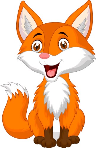 Cartoon funny fox sitting isolated Royalty Free Vector Image