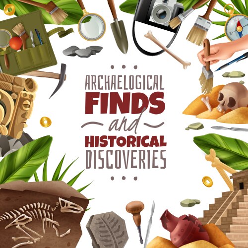 Historical discoveries archeology frame Royalty Free Vector