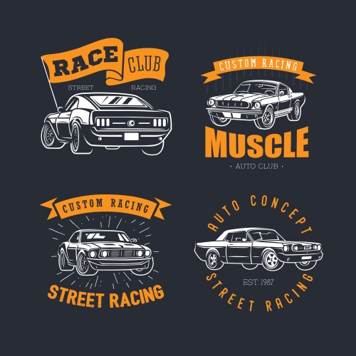 Set of car street racing Royalty Free Vector Image