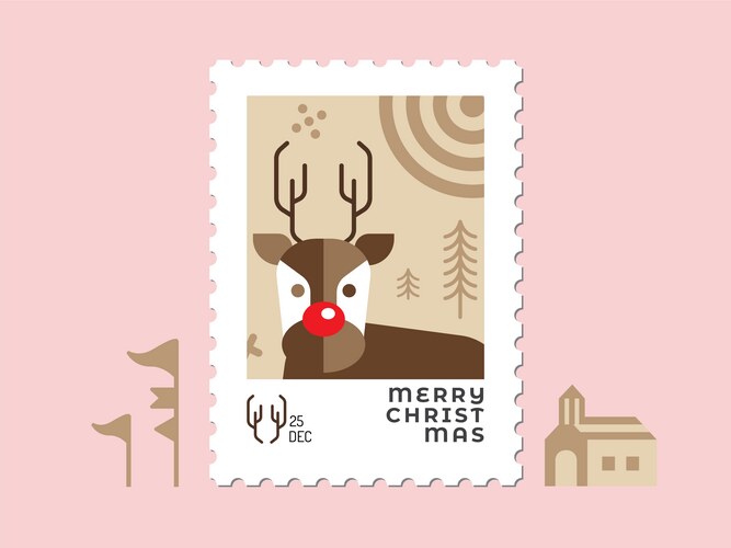 Stamp christmas reindeer Vector Images & Graphics for Commercial Use ...