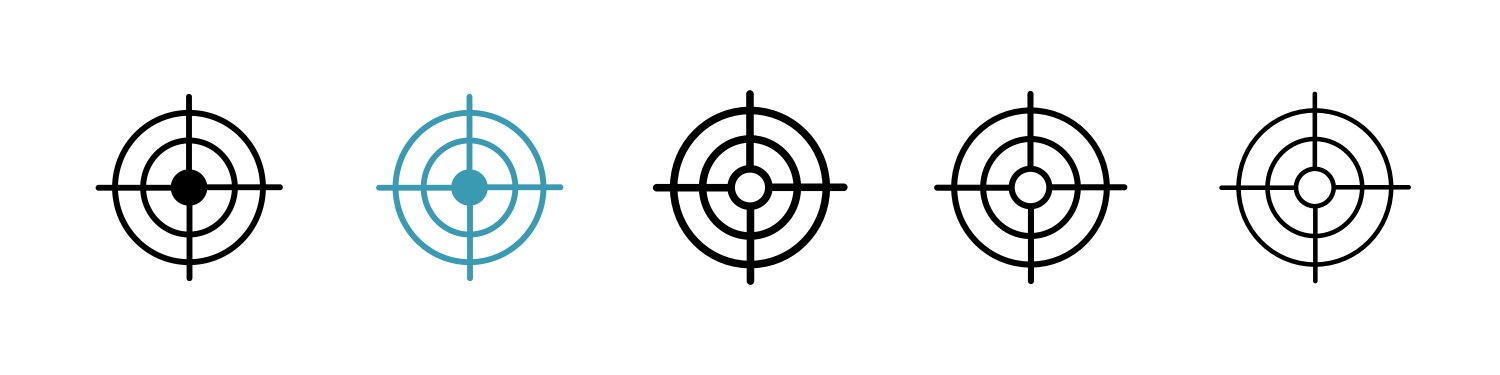 Gun target icon set on white background Royalty Free Vector