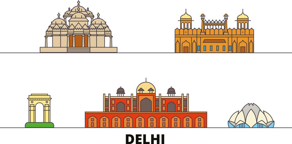 Flat line delhi banner Royalty Free Vector Image