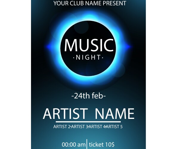 Dance night music fest poster template Royalty Free Vector