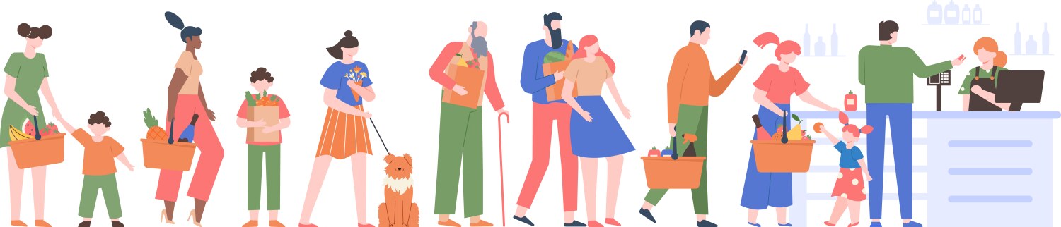 People queue waiting line Royalty Free Vector Image