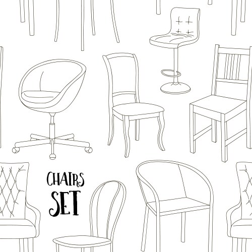 Sets of tables and chairs furniture sketch Vector Image