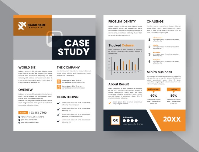 Business case study layout flyer Royalty Free Vector Image