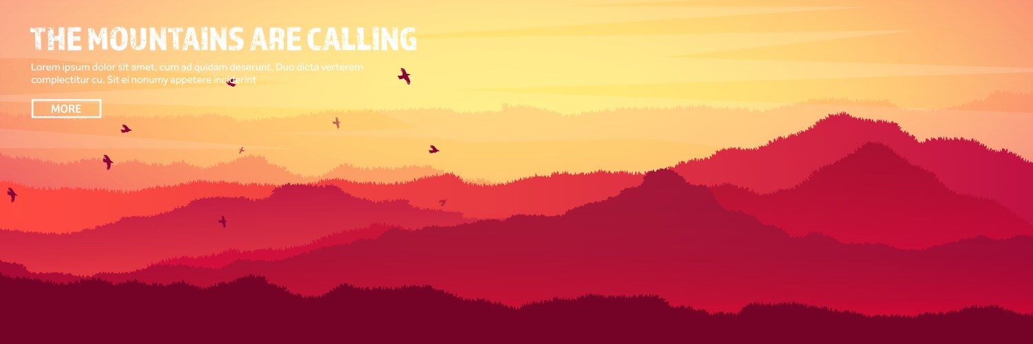 Cartoon nature landscape with sun and mountains Vector Image