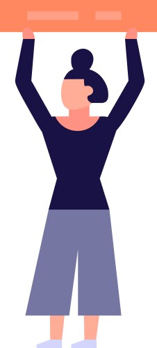 Man raising banner composition Royalty Free Vector Image