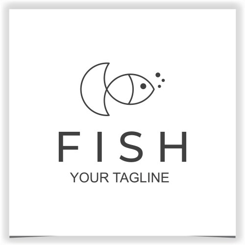 Blue line fish logo design Royalty Free Vector Image