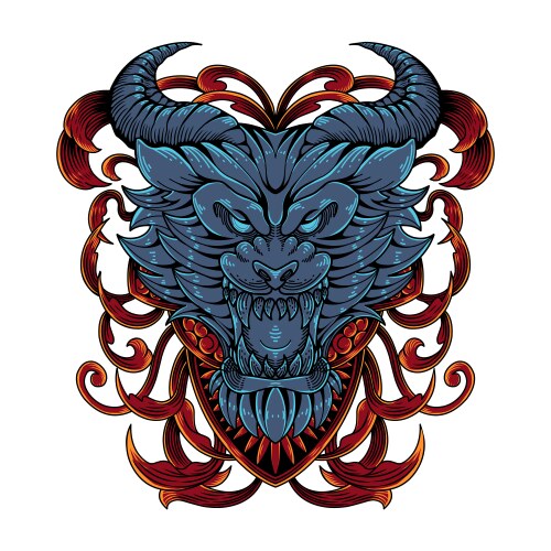 Dragon head mascot in color mosaic style Vector Image