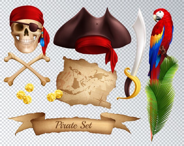 Pirate icons set colorful Royalty Free Vector Image