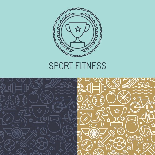 Sport logos in outline style Royalty Free Vector Image