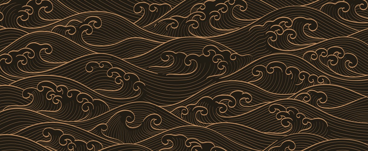 Abstract Landscape With Japanese Wave Pattern Vector Image