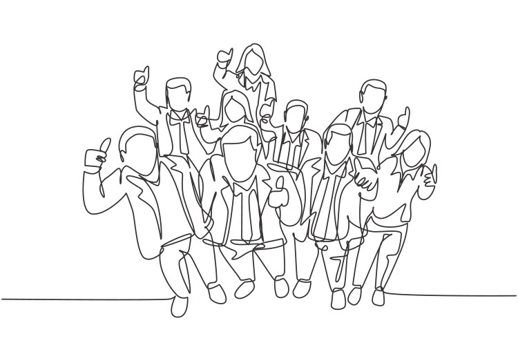 Teamwork game concept one single line drawing Vector Image