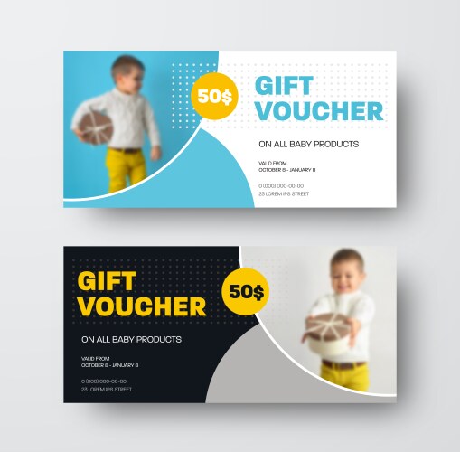Gift voucher template and kids Royalty Free Vector Image