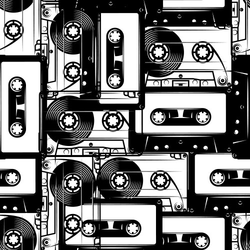 Audio cassette seamless pattern Royalty Free Vector Image
