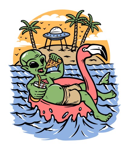 Cartoon mascot funny turtle resting on the beach Vector Image