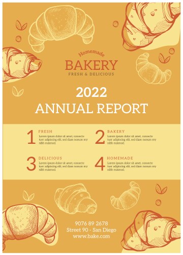 Bakery annual report template Royalty Free Vector Image