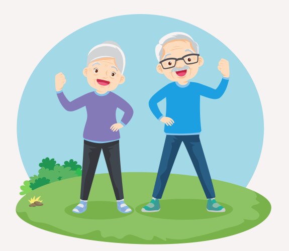 Strong elderly man flexing muscles cartoon design Vector Image