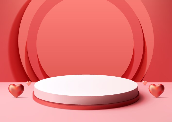 3d pink valentine day podium mockup showcase love Vector Image