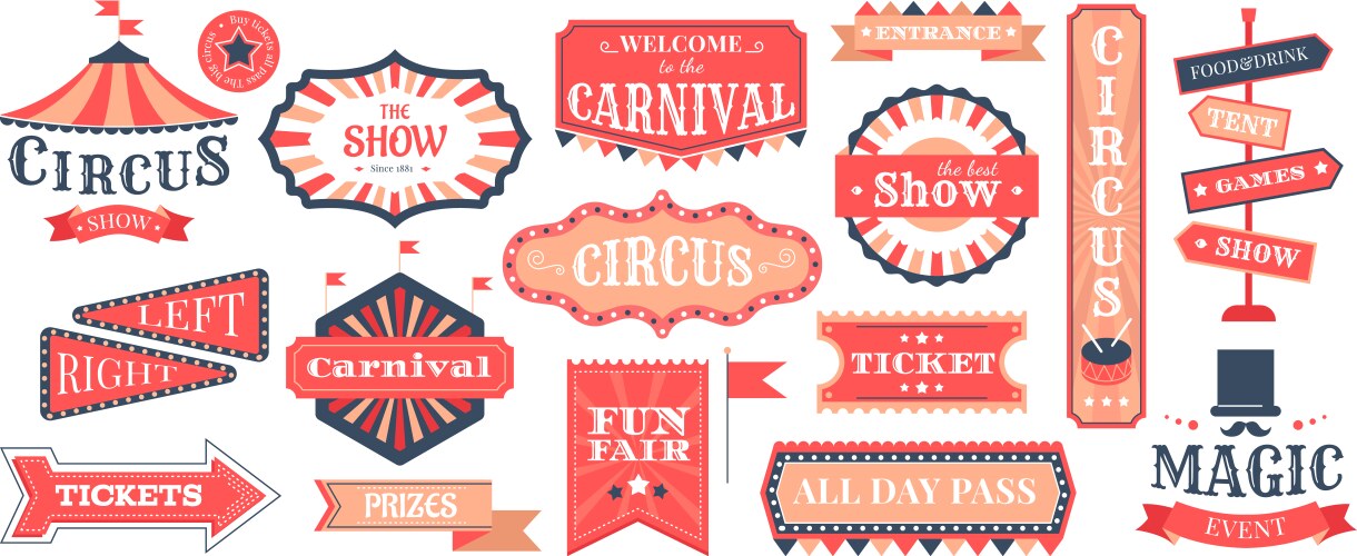 Carnival circus funfair letters Royalty Free Vector Image